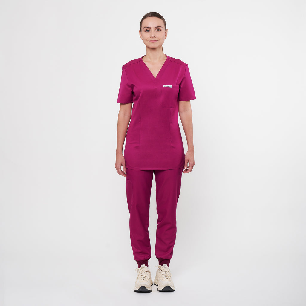 Florence - Raspberry Scrub Set | Women’s Medical Scrubs UAE – SCRUBS+